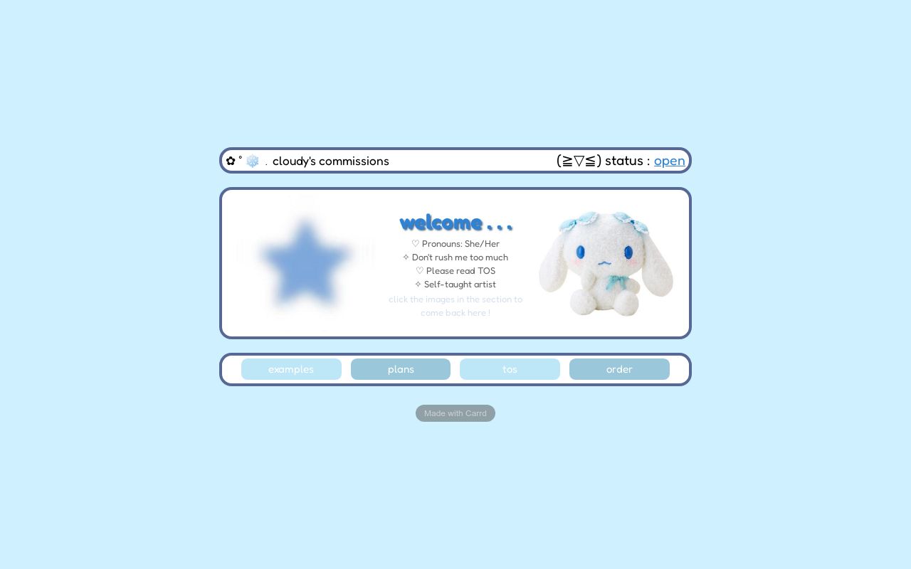 cloudy's commissions